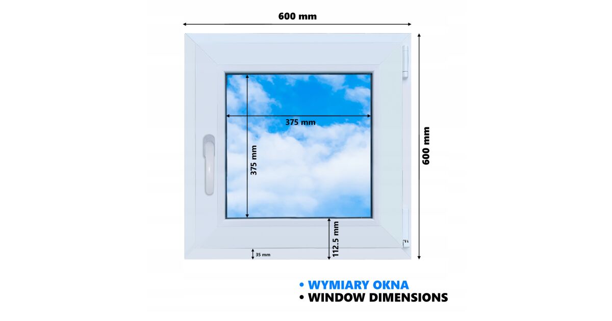 PVC ablak fehér 60x60 JOBBOS új 600x600 mm bukó-nyíló RU dupla ...