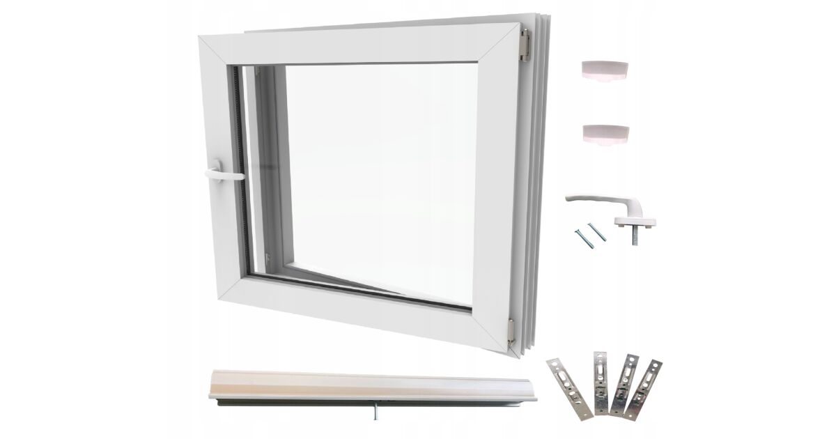 PVC ablak fehér 60x60 JOBBOS új 600x600 mm bukó-nyíló RU dupla ...