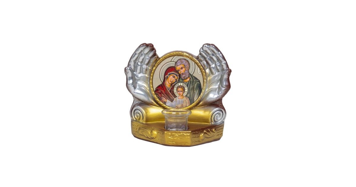 Candela cu doua maini din ipsos, 22x10x19 cm, lucrata manual | Pepita.com