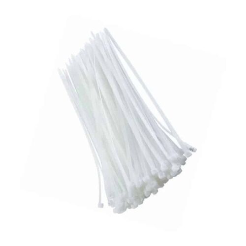 Set 100 coliere PVC 3.6x200mm alb pentru organizare cabluri si ...
