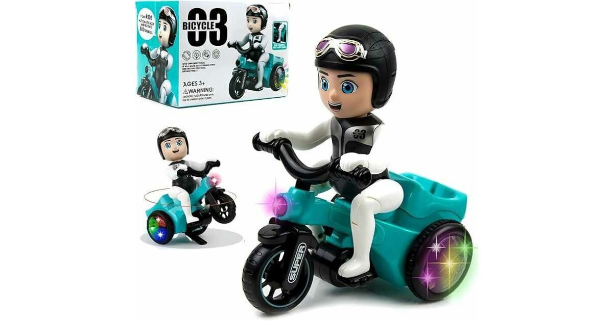 Kaszkadőr három kerekű motor , 360° forgással , villogó fényefektek és ...