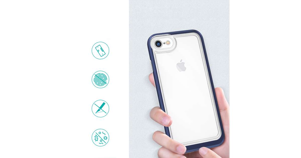 Clear 3in1 tok iPhone SE 2022 / SE 2020 / iPhone 8 / iPhone 7 kék gél ...