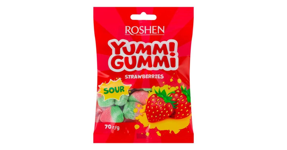 YUMMI GUMMI GUMICUKOR SOUR STRAWBERRIES 70G | Pepita.com
