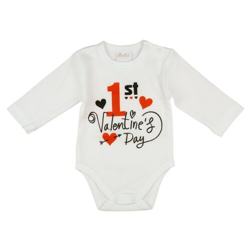 1st Valentine's day feliratos valentin napi baba body fehér | Pepita.hu