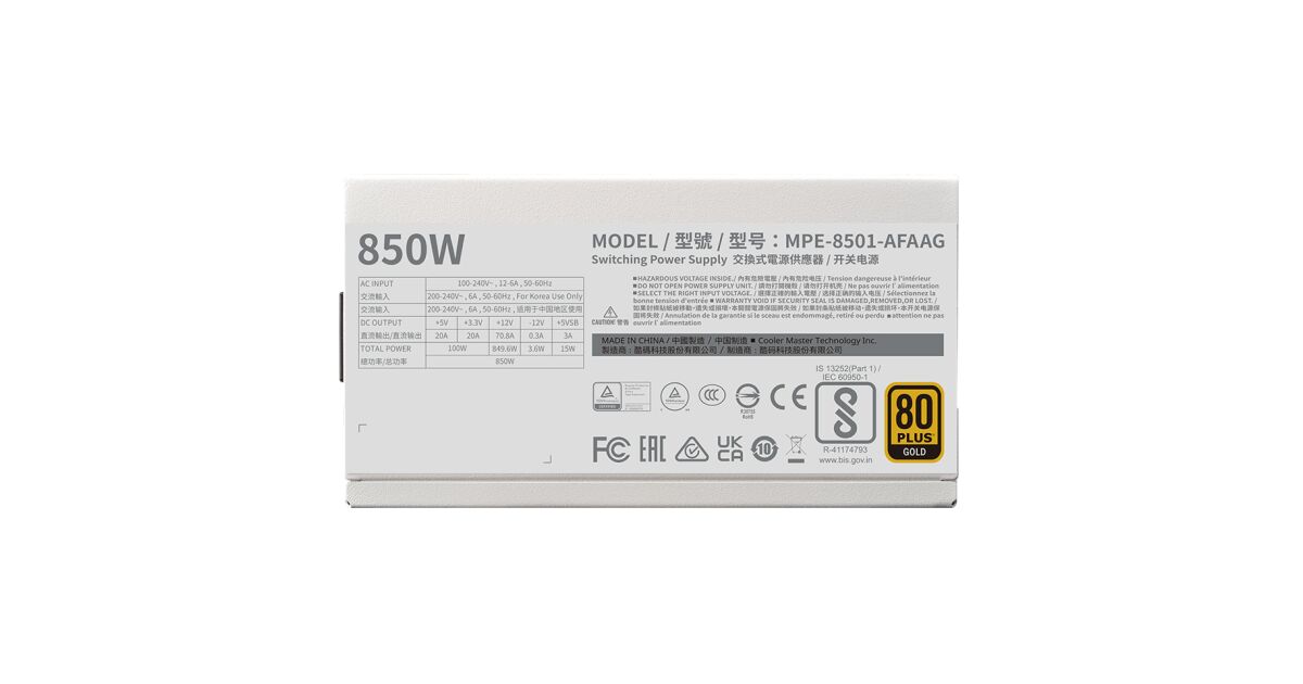 Cooler Master MWE Gold 850 V2 ATX 3.1 White tápegység 850 W 24-pin ATX ...