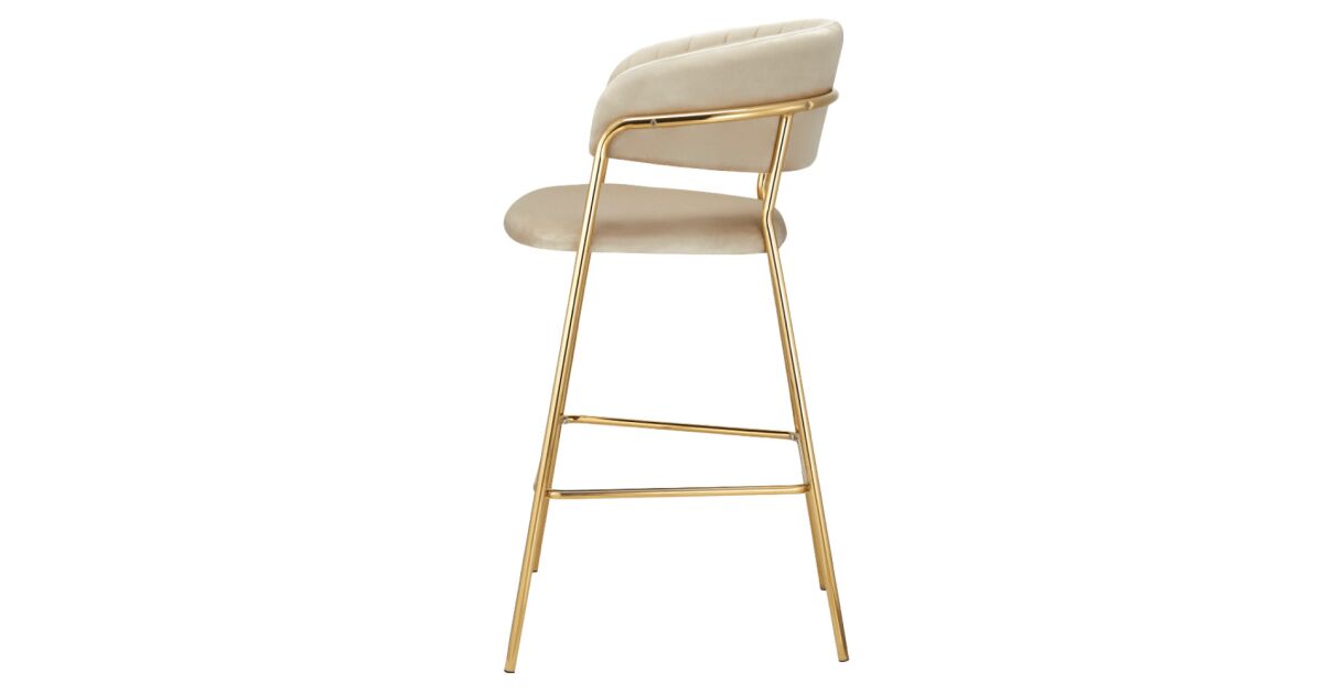 Design bárszék, bézs Velvet szövet/gold króm arany, DASMIN NEW TYP 2 ...