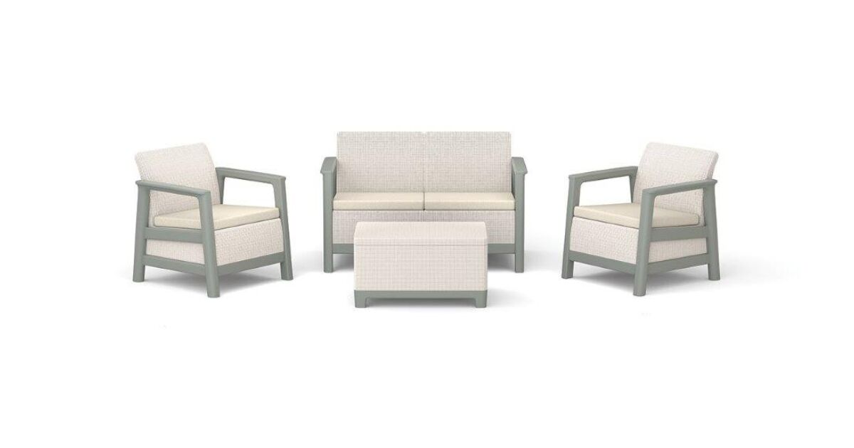 Set mobilier de grădină Keter Scandi canapea cu 2 locuri + 2 scaune ...