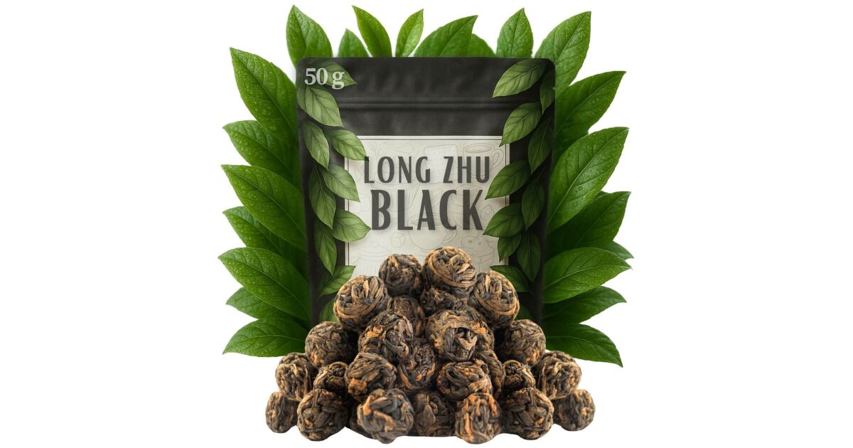 LONG ZHU FEKETE 50 g SÁRKÁNYGYÖNGY KÉZZEL SORRELT LEVÉL FEKETE TEA ...