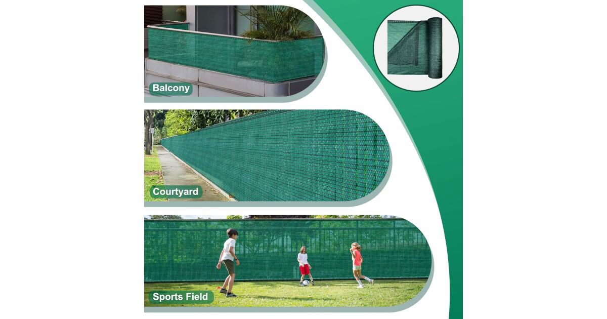 Plasă de umbrire gard 1,8 x 15 m 150g/m2 verde închis 85% umbrire ...