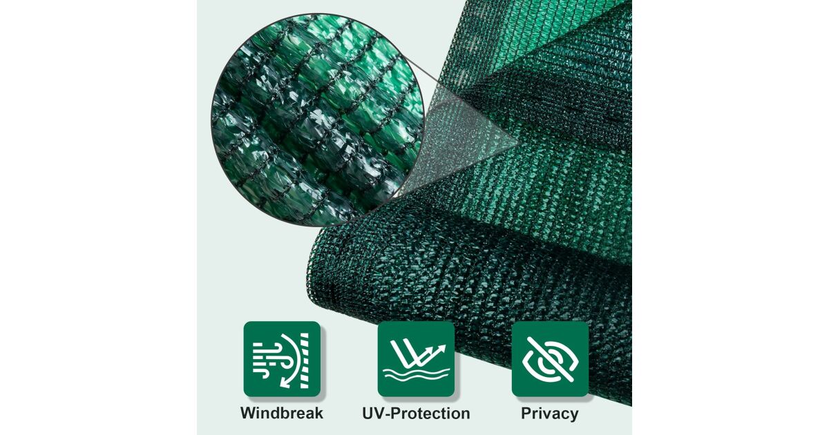 Plasă de umbrire gard 1,8 x 15 m 150g/m2 verde închis 85% umbrire ...
