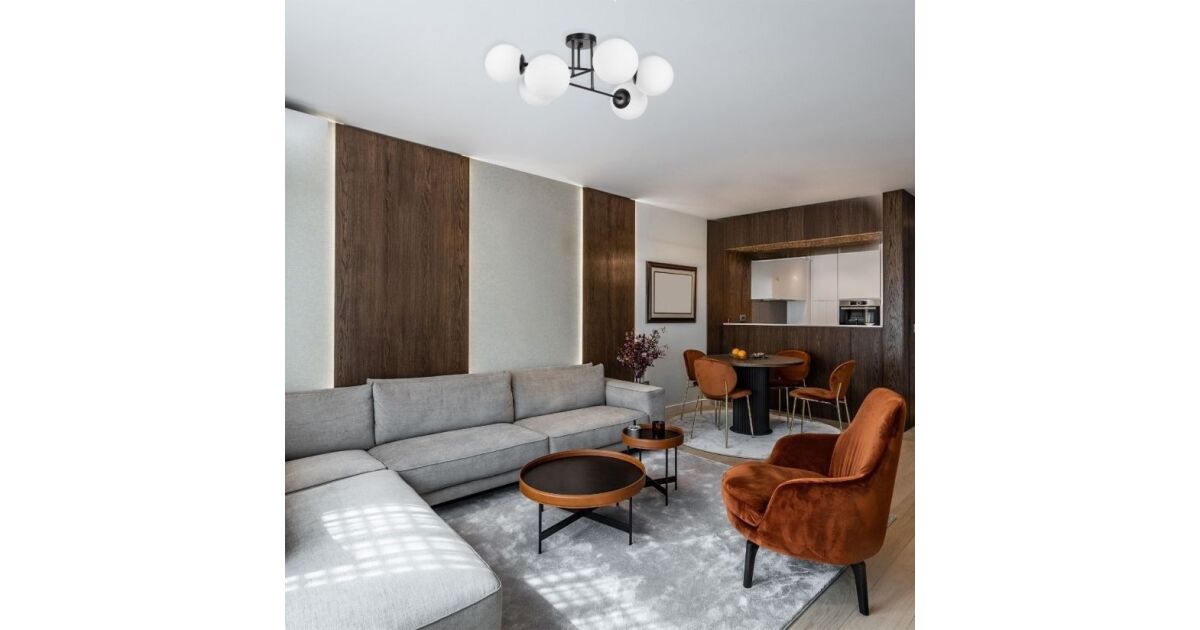Vnútorný luster Zhara, 6xE27, moderný, čierny, Klausen | Pepita.com
