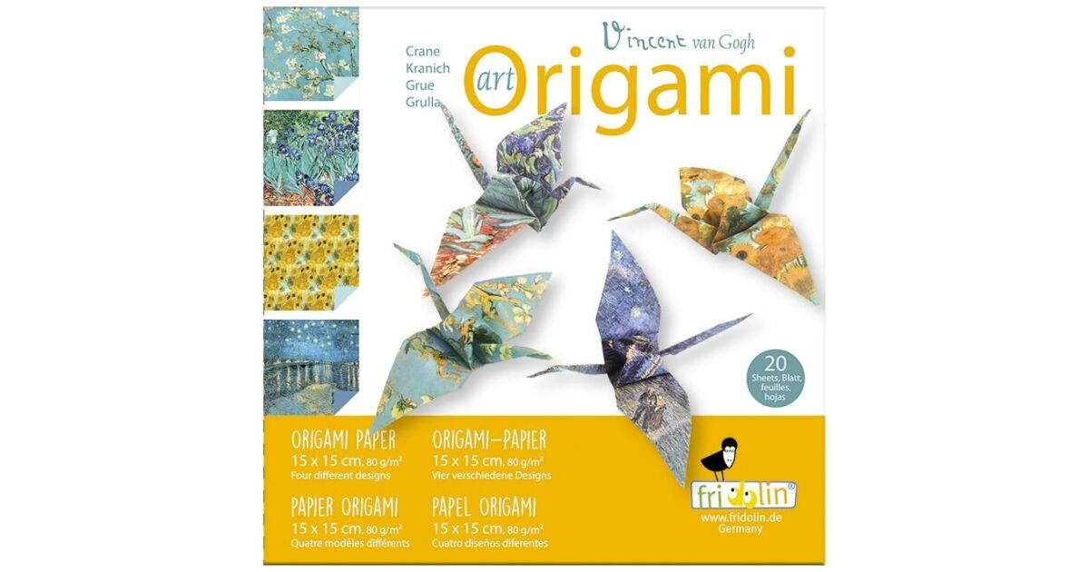 Păsări origami, design Claude Monet, Fridolin, 20 coli, 15x15 cm ...