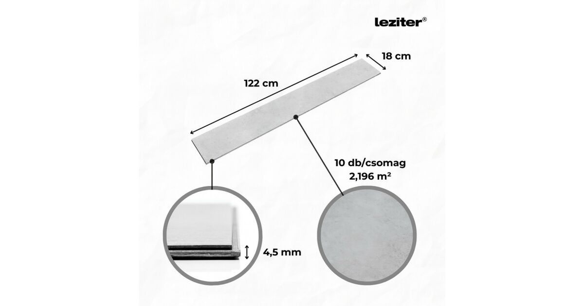 Leziter Reno kőhatású szürke Vinyl SPC padló | Pepita.com