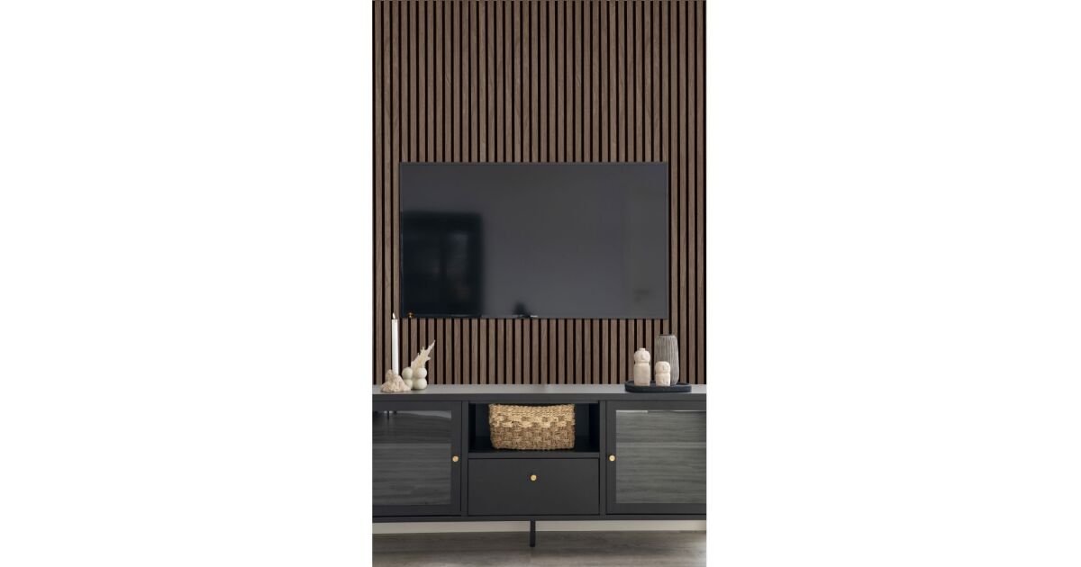 Panou acustic, furnir de lemn, nuc, aspect nuc 240x60x2,2 cm | Pepita.com