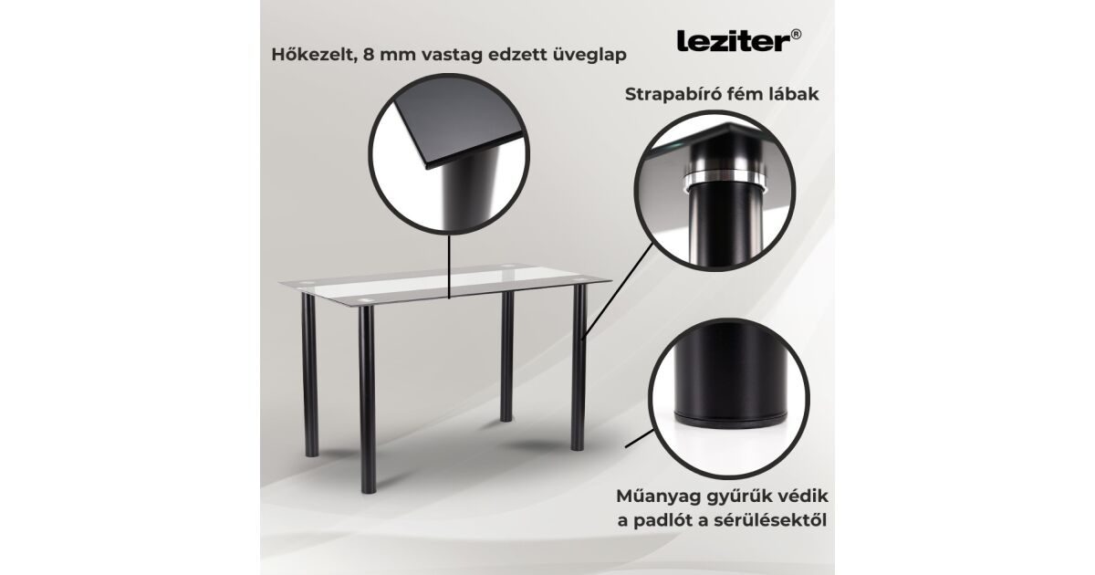 Jedálenský stôl Riona so štvorcovým sklom, 120 cm | Pepita.com