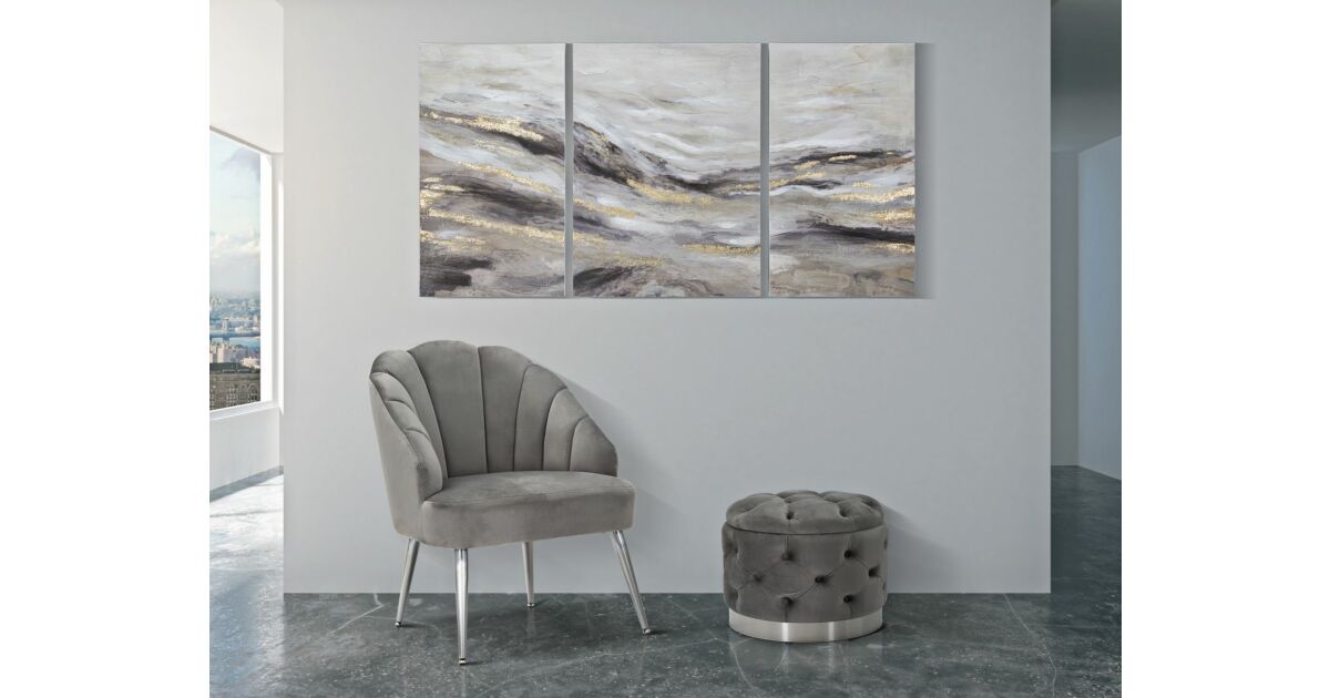 Sada 3 abstraktných viacfarebných obrazov na plátne, 45x2,7x80 cm a ...