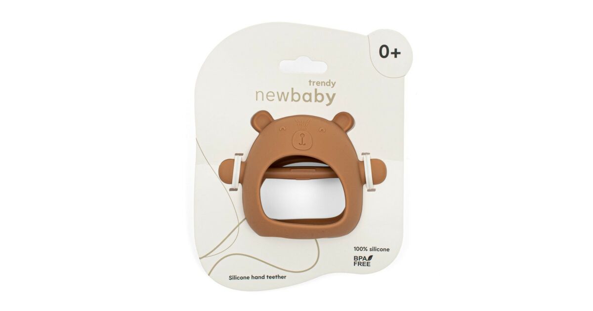 Ursuleț de pluș din silicon pentru dentiție, New Baby, maro caramel ...