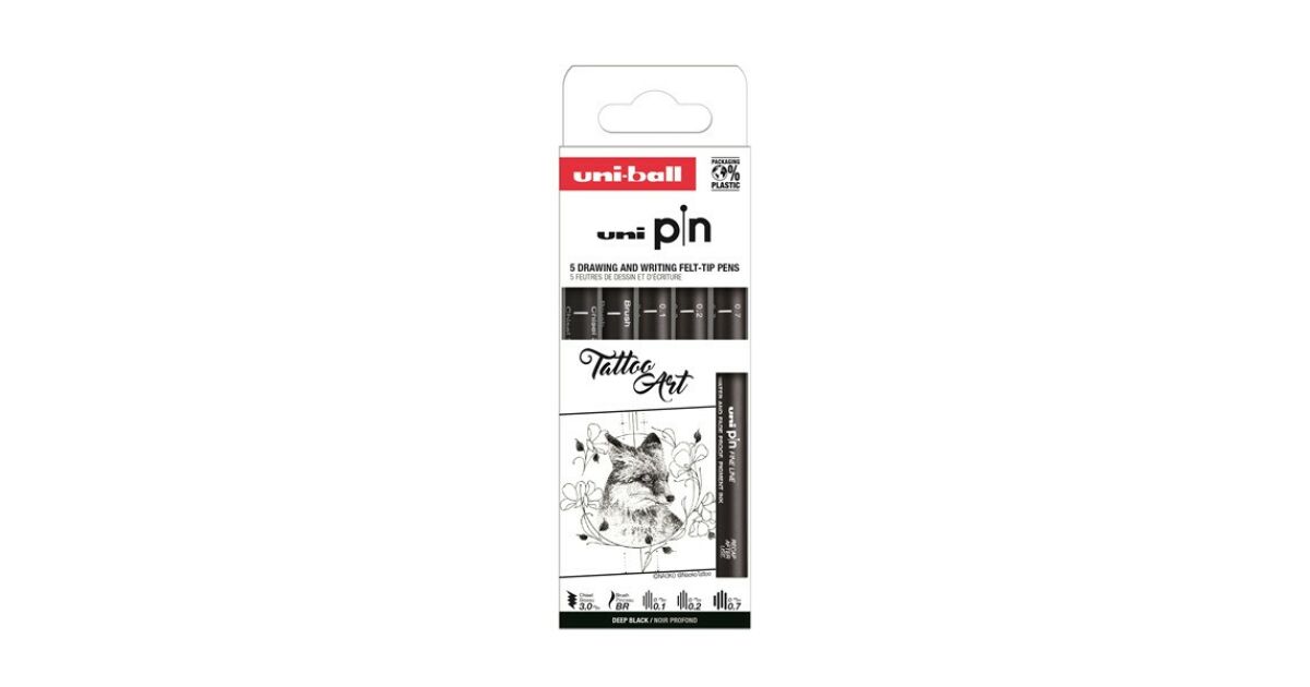 Set de 5 markere de desen Uni Pin Tattoo Art | Pepita.com