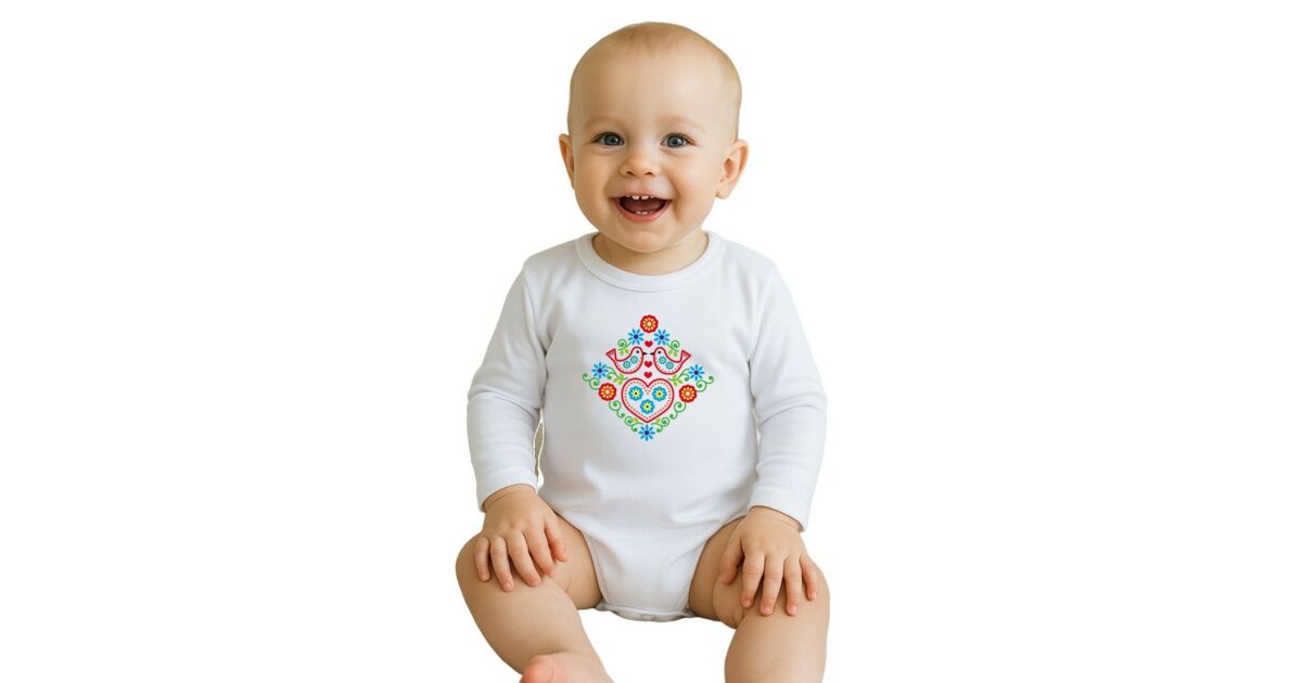 Detské body s potlačou vtákov New Baby Folk | Pepita.com
