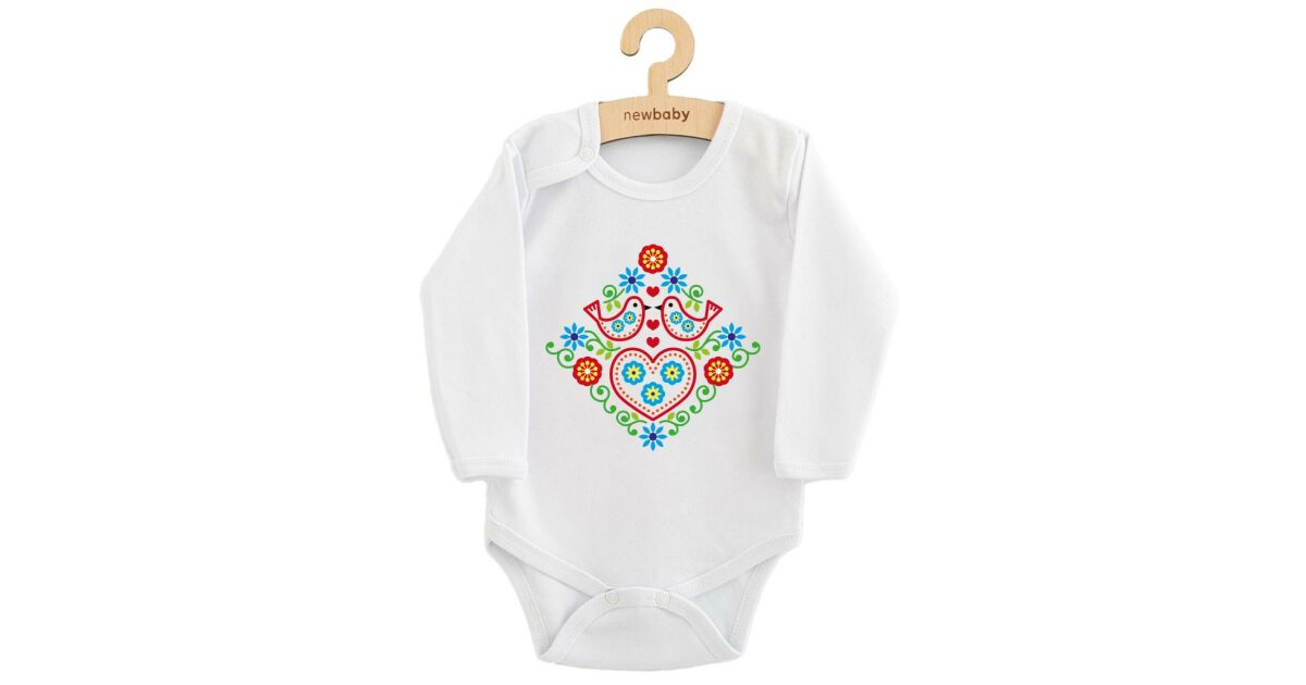 Detské body s potlačou vtákov New Baby Folk | Pepita.com
