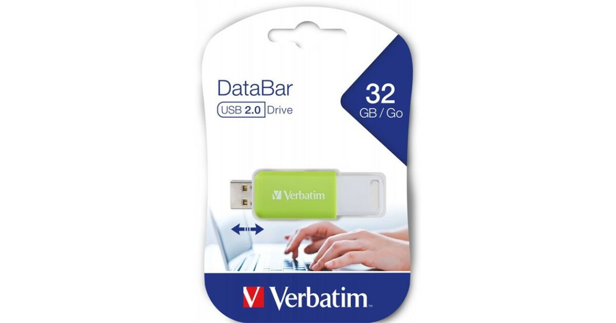 Unitate flash USB 2.0 Verbatim 49454 DataBar 32GB, verde | Pepita.com