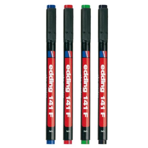 Edding 141 F OHP set de 4 markere permanente, culori asortate, 0,6mm ...