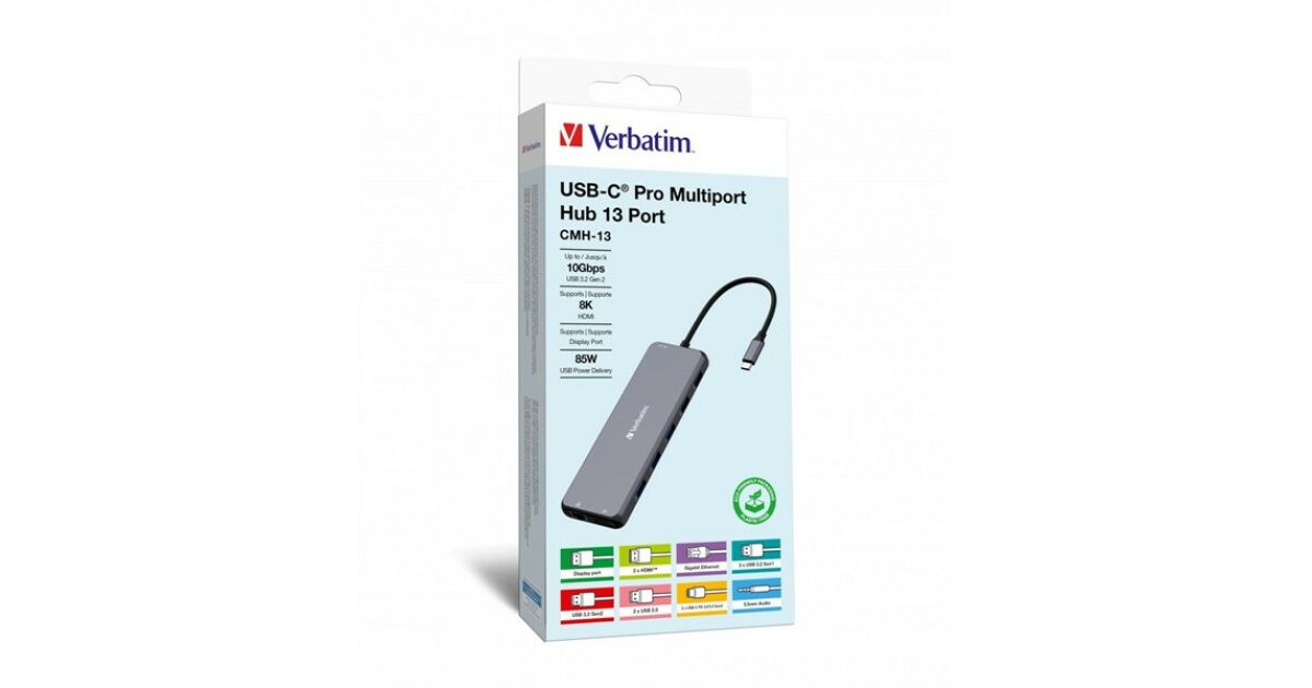 Verbatim 32153 USB-C Pro Multiport CMH-13 13in1 ezüst HUB | Pepita.hu