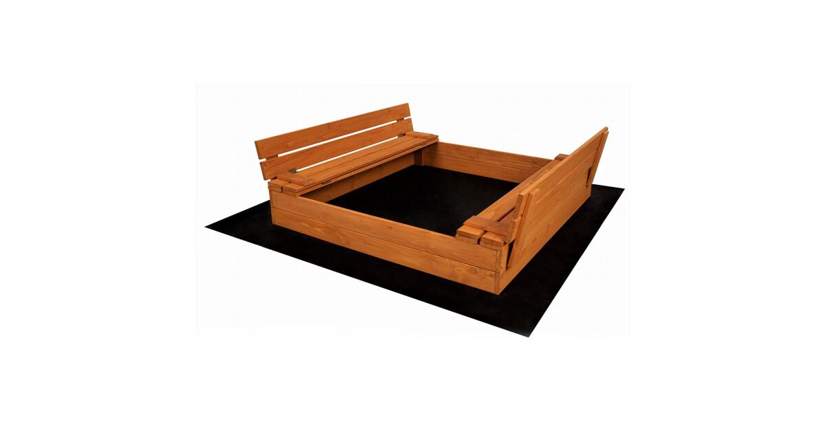 Baby Mix Kinder Holz Sandkasten mit Abdeckung und Bänken 120x120 cm ...
