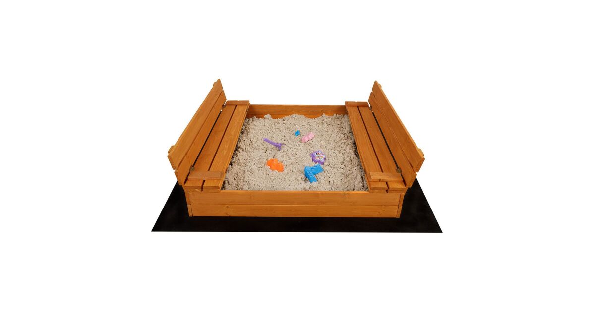 Baby Mix Kinder Holz Sandkasten mit Abdeckung und Bänken 120x120 cm ...