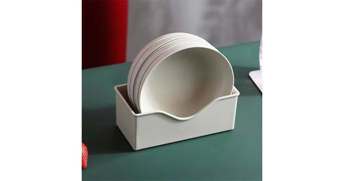 TOO KT-118 Set de 10 farfurii rotunde din plastic, din paie de grâu ...