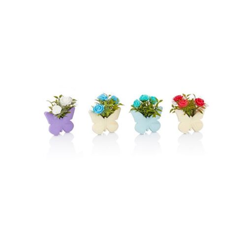 Magnet de frigider IRIS E1109 în formă de fluture cu floare artificială ...