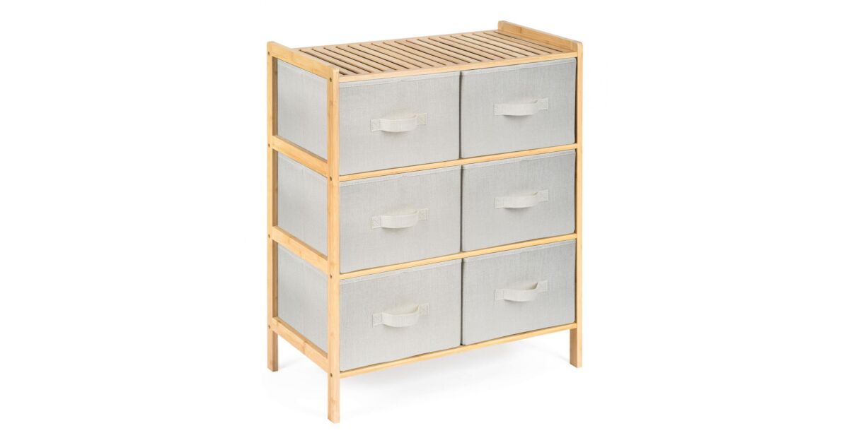 Raft din bambus G21 cu 6 coșuri, bej | Pepita.com
