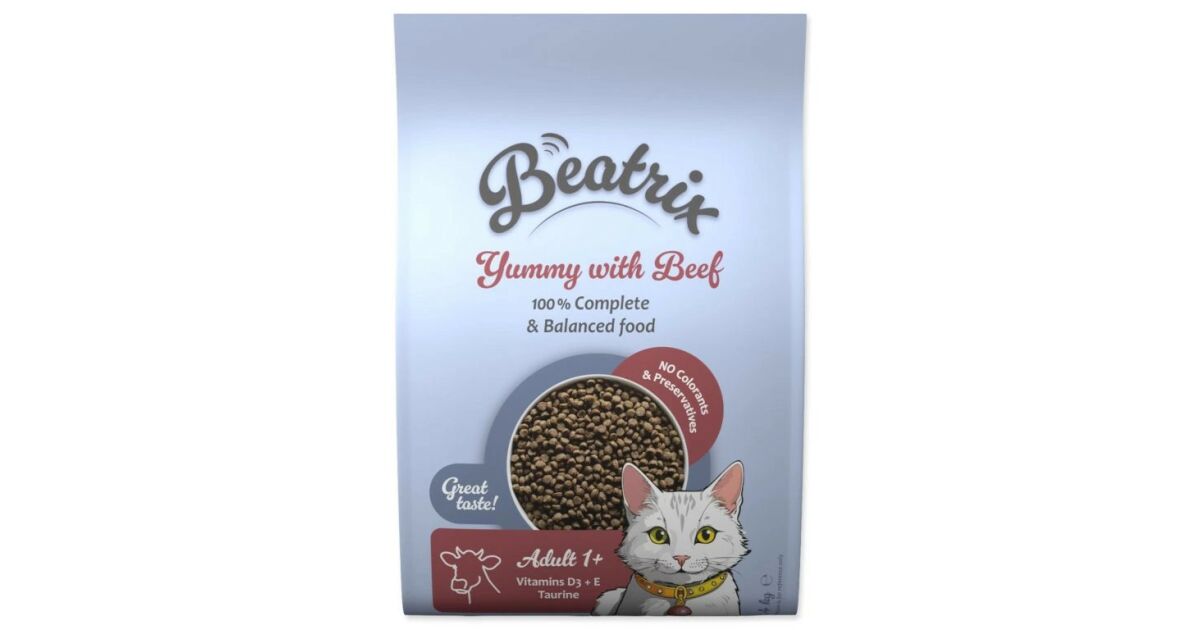 Hrană uscată Beatrix Adult pentru pisici adulte cu carne de vită 1,4 kg ...