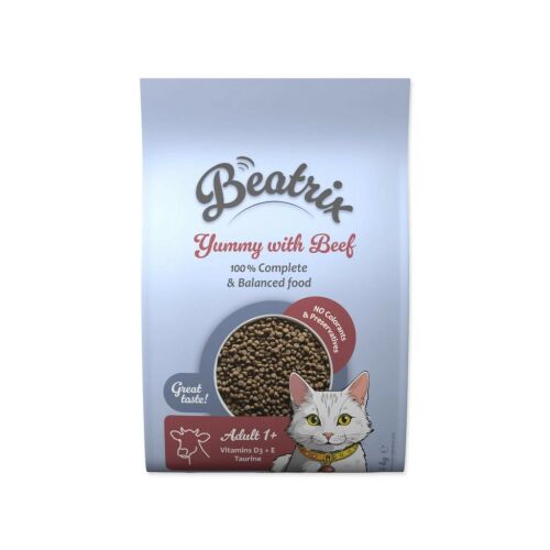 Hrană uscată Beatrix Adult pentru pisici adulte cu carne de vită 1,4 kg ...