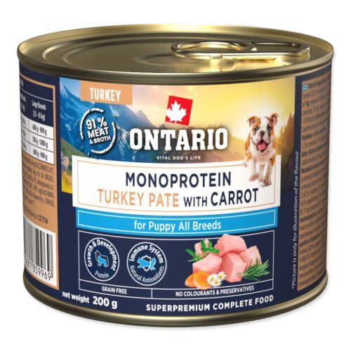 Morčacia paštéta Ontario Puppy Monoproteín s mrkvou – 200 g | Pepita.com