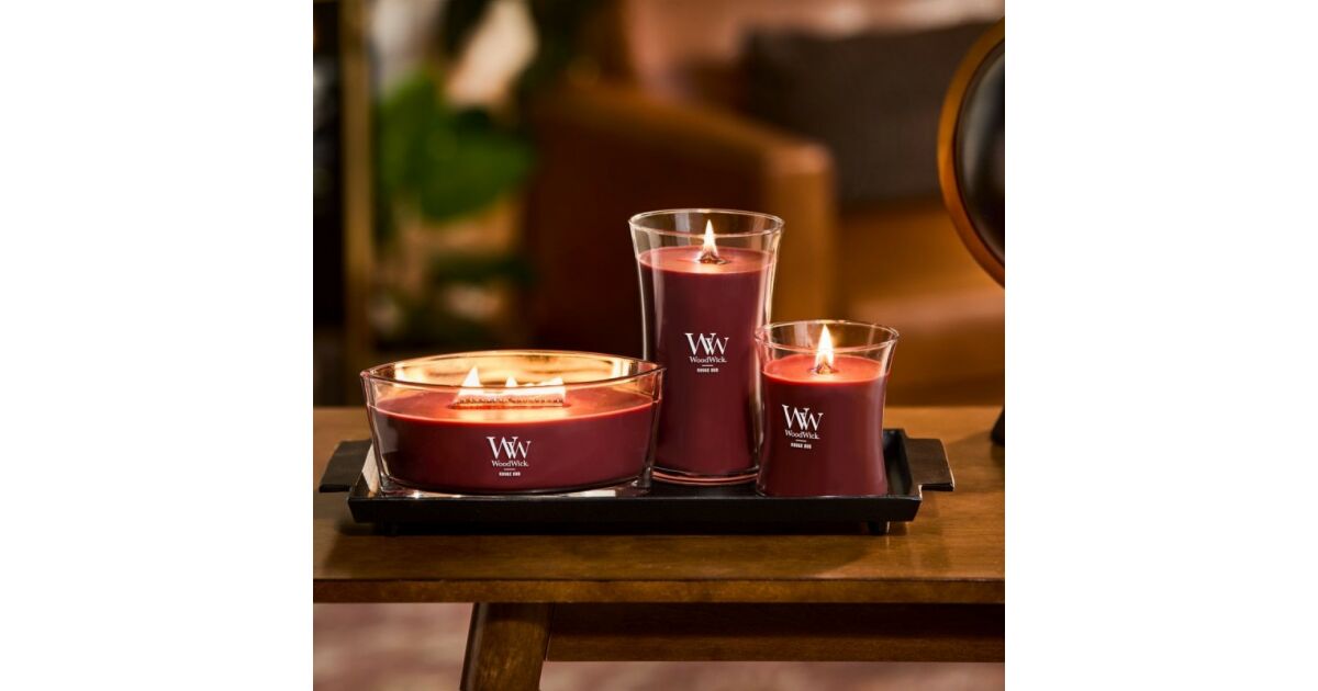 Rouge Oud - Woodwick - nagy illatos gyertya fa kanóccal - új 2025 ...