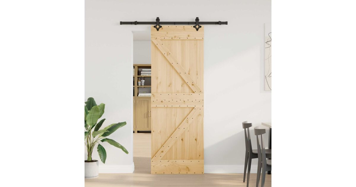 vidaXL Csúszó ajtó NARVIK Természetes és Fekete 70 x 210 cm (152,5 cm ...
