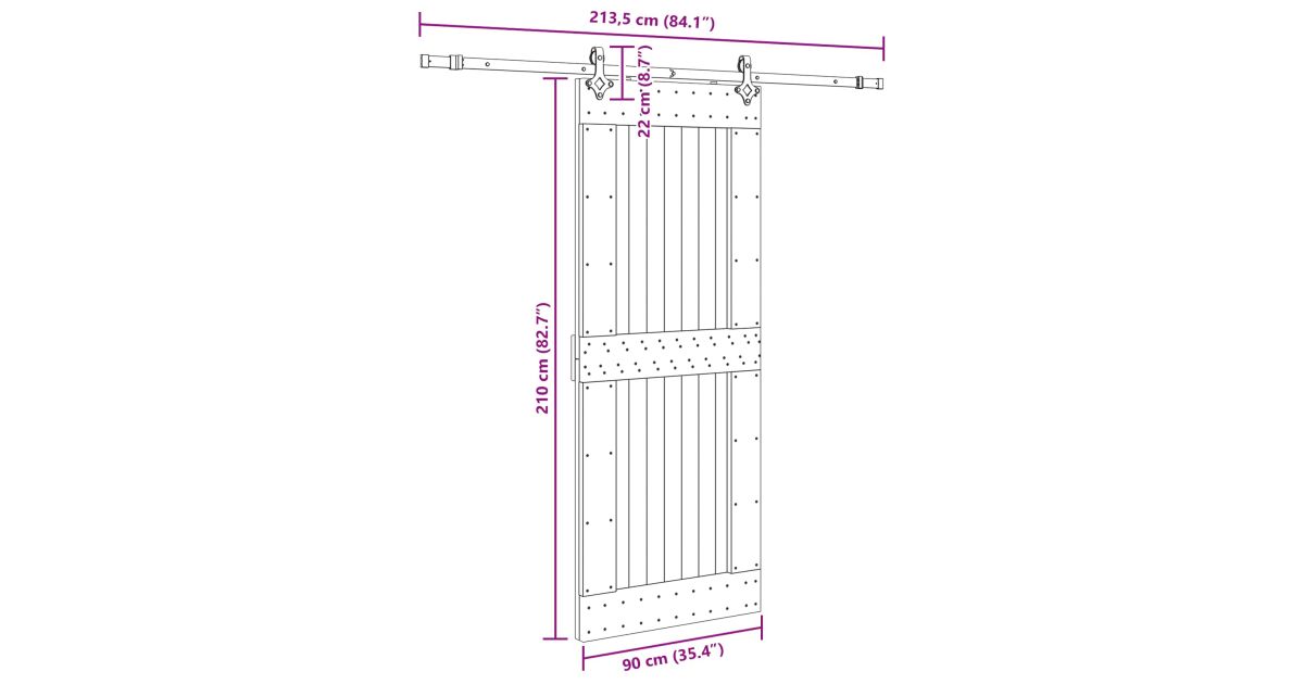 vidaXL Csúszó ajtó NARVIK Természetes és Fekete 90 x 210 cm (213,5 cm ...