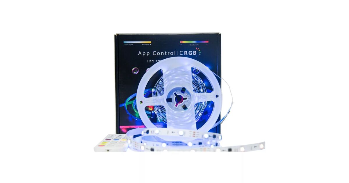 Digitális LED szalag szett (vezérlő+tápegység+távirányító) , 5 m , RGB ...