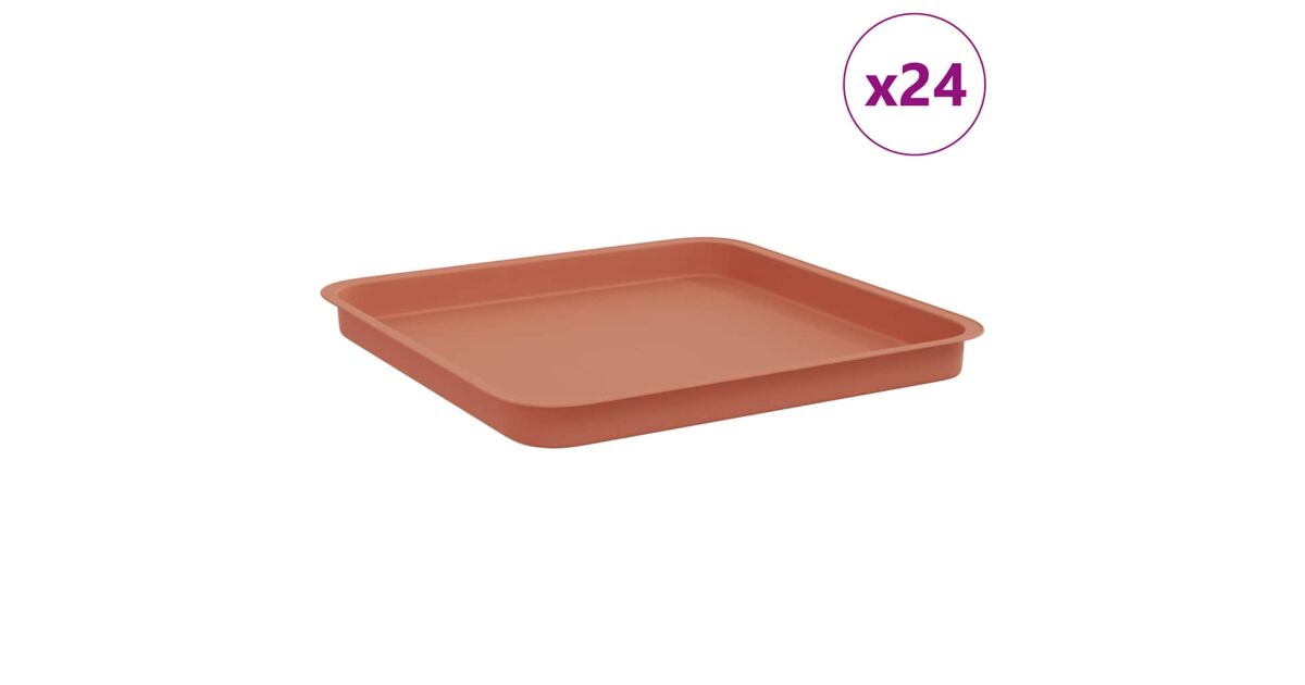 vidaXL Tavă Pătrată pentru Flori 24 pcs Roșu cărămidă 36 x 36 x 2.5 cm ...