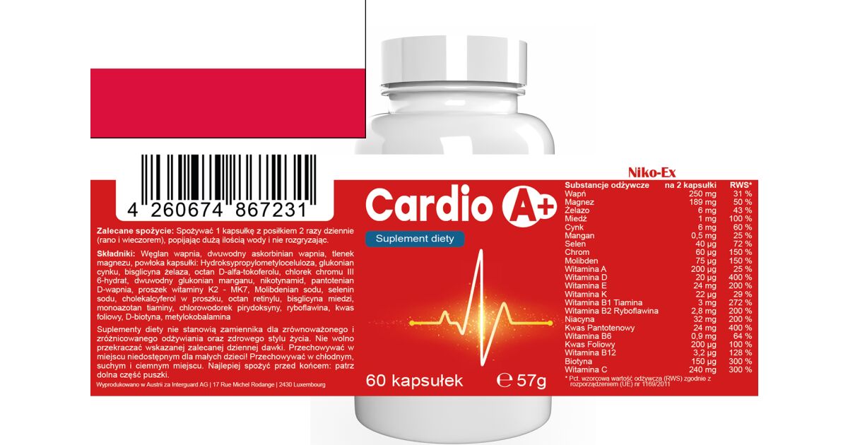 Cardio A+ - 180 kapszula (3 darabos csomag) - Svájci formula - 22 ...