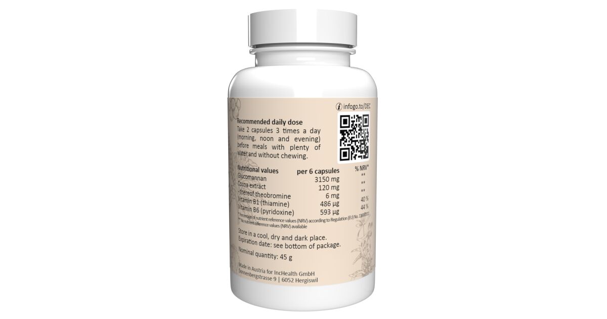 Detonic - 120 Capsule (Pachet de 2) cu Glucomanan, Cacao și Vit. B ...