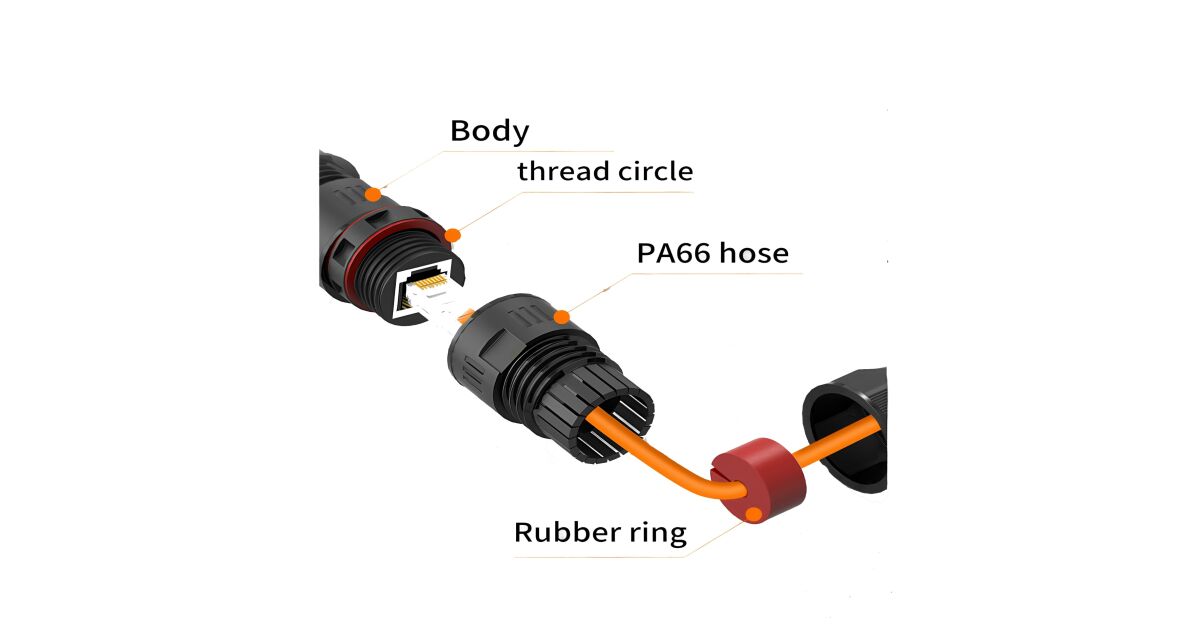 Außenwasserdichter RJ45-Stecker IP68, Cat6A, Ethernet-Kabelverlängerung ...