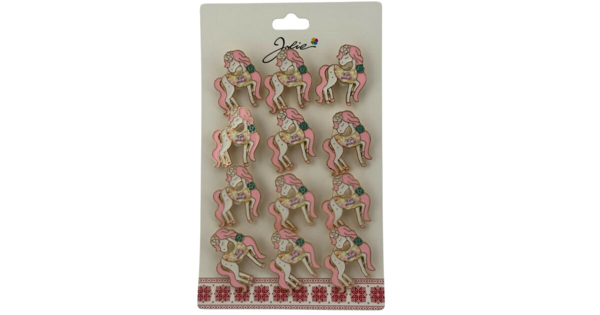 12 darab Jolie Martisor bross gyerekeknek, unikornis modell rózsaszín ...