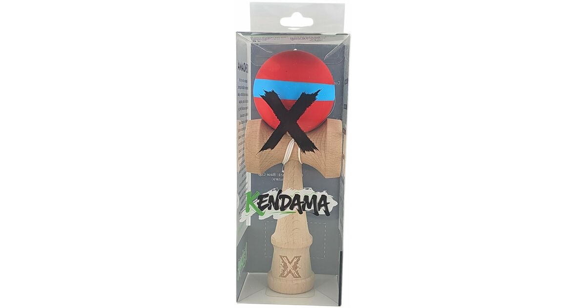 Kendama X Originala, Profesionala, Flippy, 18 cm, din Lemn, Rubber Grip ...