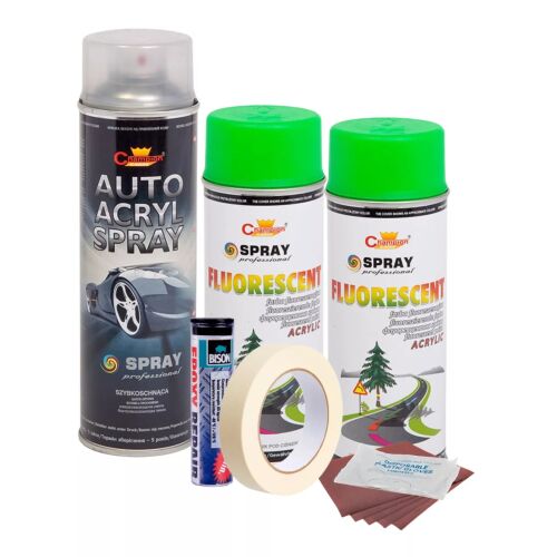Kit complet de reparare și vopsire a jantelor, verde fluorescent, V2 ...