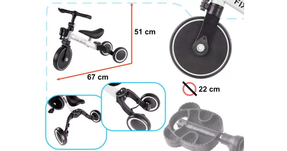 Tricicleta TRIKE FIX MINI, 3in1 adaptabila, culoare Alba | Pepita.hu