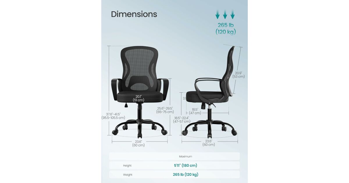 SONGMICS Ergonomikus irodai szék, hálós háttámla deréktámasszal ...