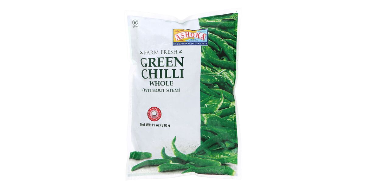 Ashoka Frozen Green Chili Peppers 310g, Whole Deep-Frozen Green Chilies ...