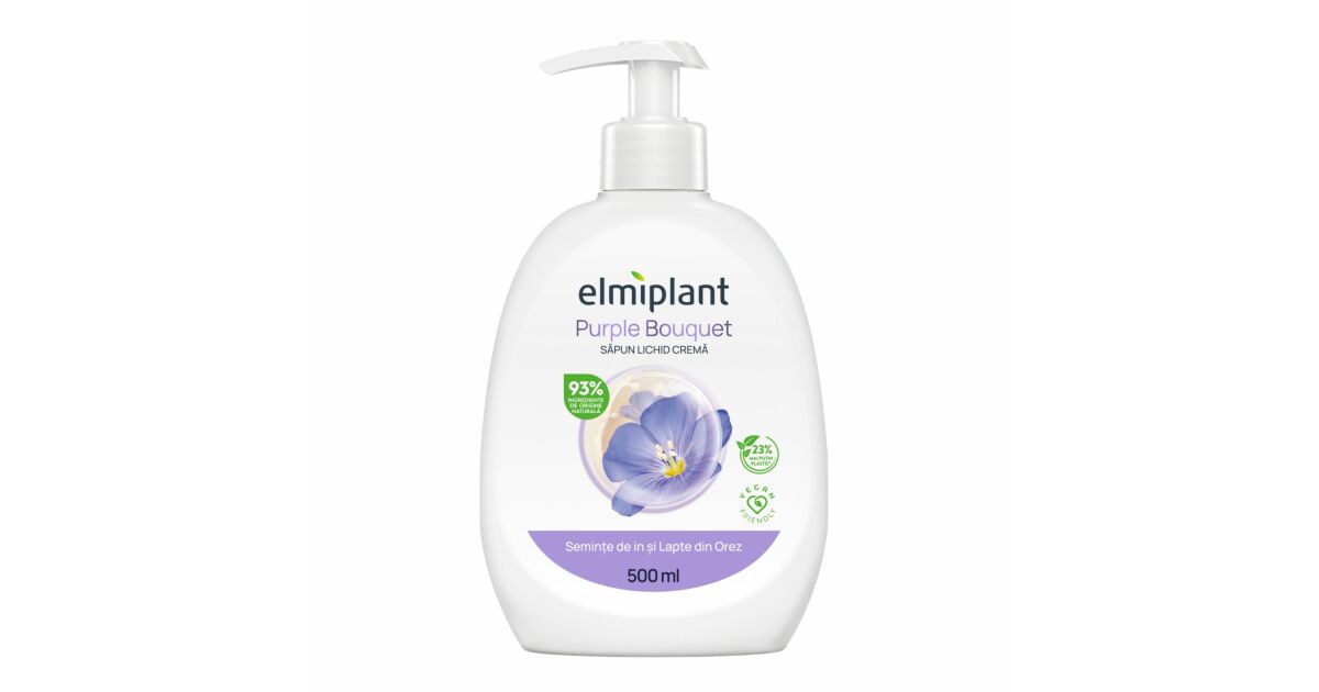 Sapun Lichid Crema, Elmiplant, Seminte de In si Lapte din Orez, 500 ml ...